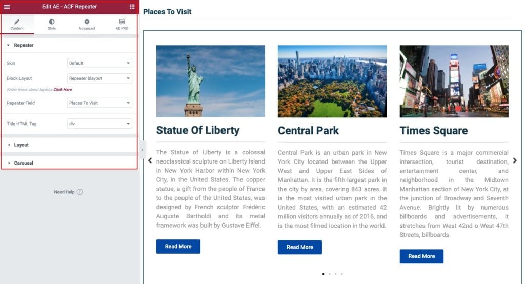 How to Display Data From ACF Repeater Fields In Elementor - Elementor Addons