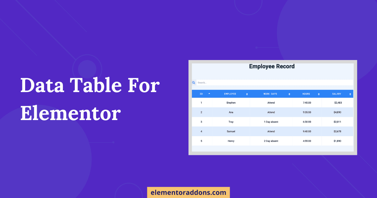 How To Create Data Table In Wordpress With Elementor