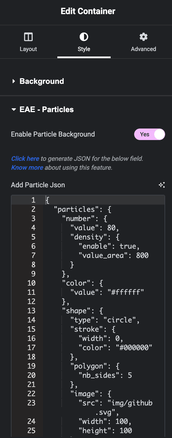 Particle Background Effect - Elementor Addons